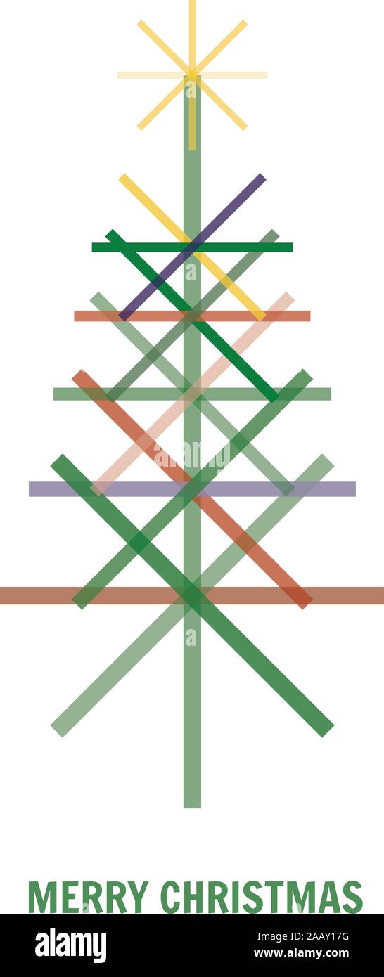 vector illustration of an abstract Christmas tree isolated on white ...