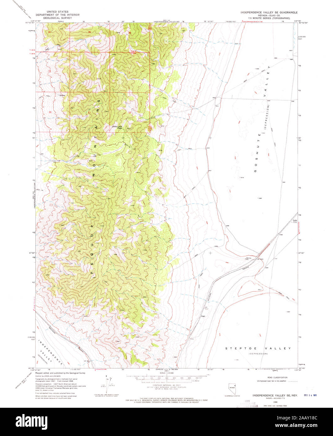 USGS TOPO Map Nevada NV Independence Valley SE 319082 1968 24000 ...