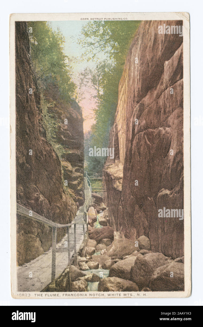 Flume, Looking up, Franconia Notch, N H First appearance of 'Phostint ...