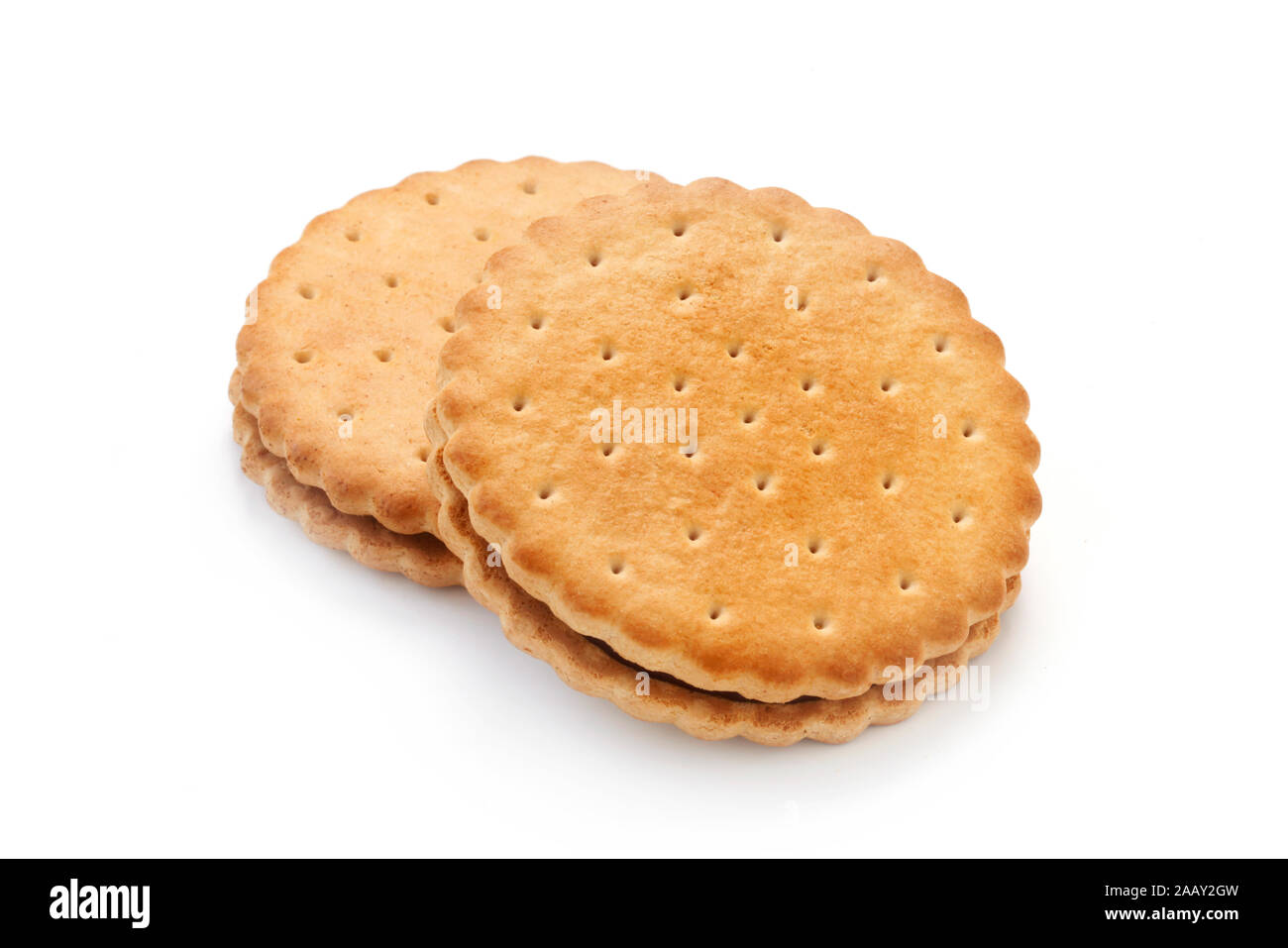 Two Biscuits Isolated On White Stock Photo - Alamy