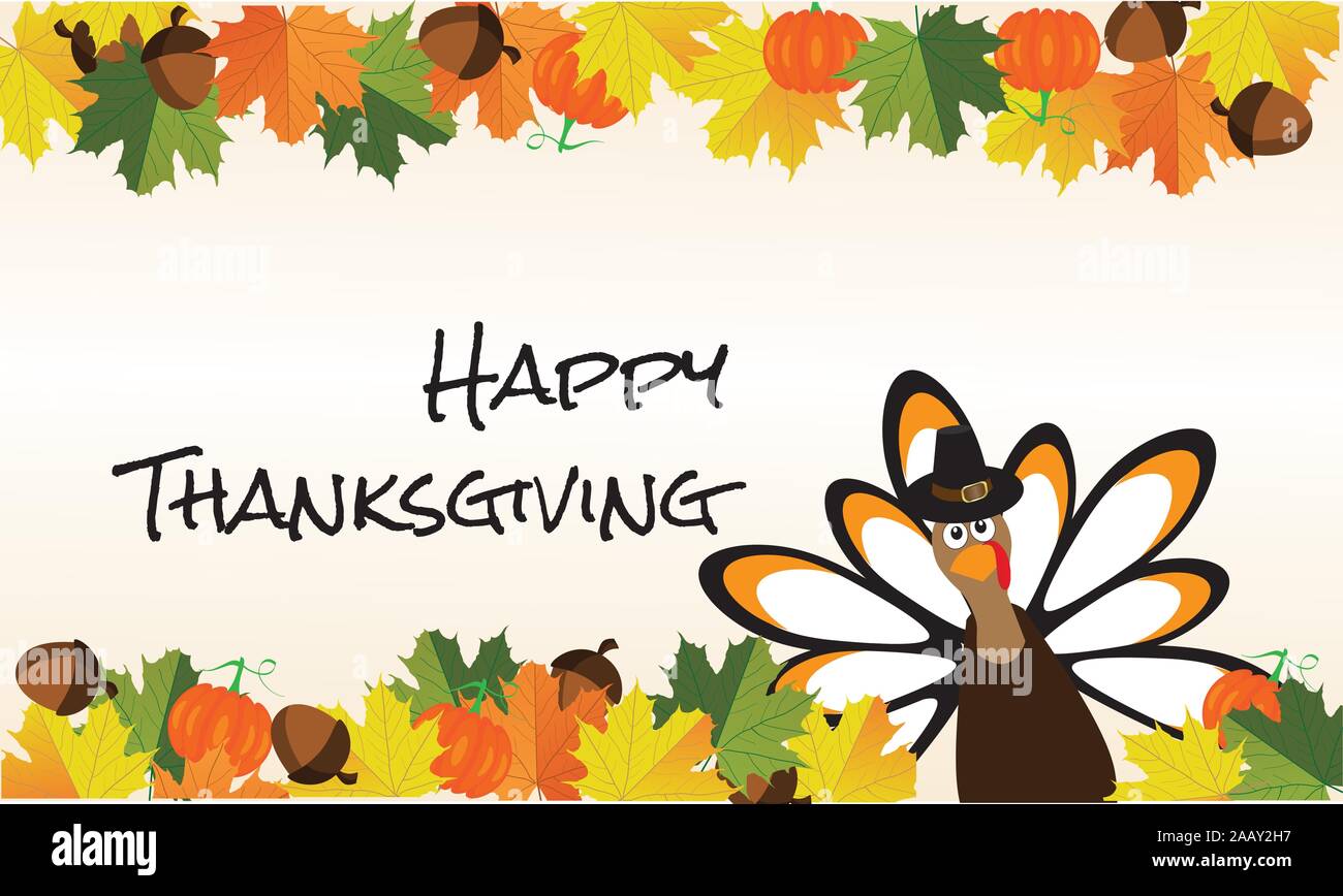 vector illustration of a thanksgiving card with fall leaves Stock ...