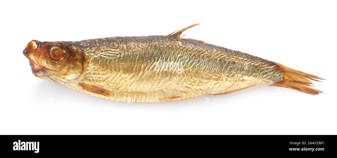 Smoked Sprat Isolated On White Stock Photo - Alamy