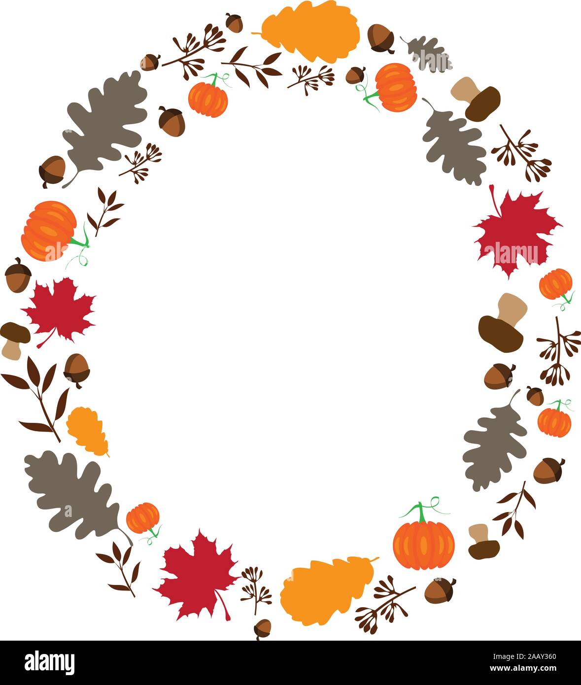 vector illustration of fall thanksgiving frame with leaves, pumpkins ...