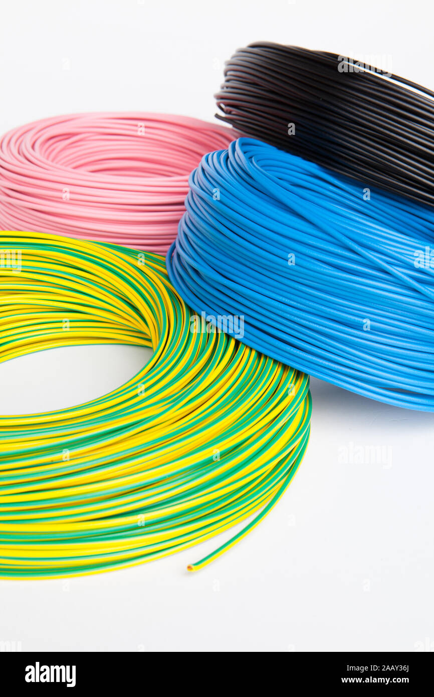 electric wire spools - close up Stock Photo - Alamy