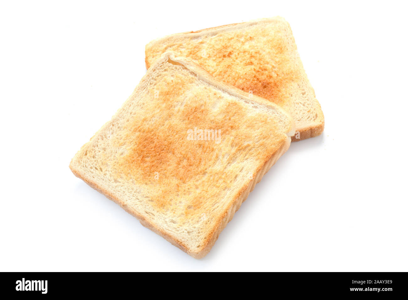 Two Slices of Toast Isolated On White Stock Photo - Alamy