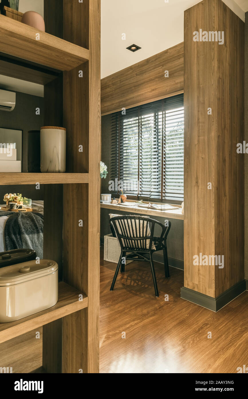 Writing table with chair by the window Stock Photo - Alamy