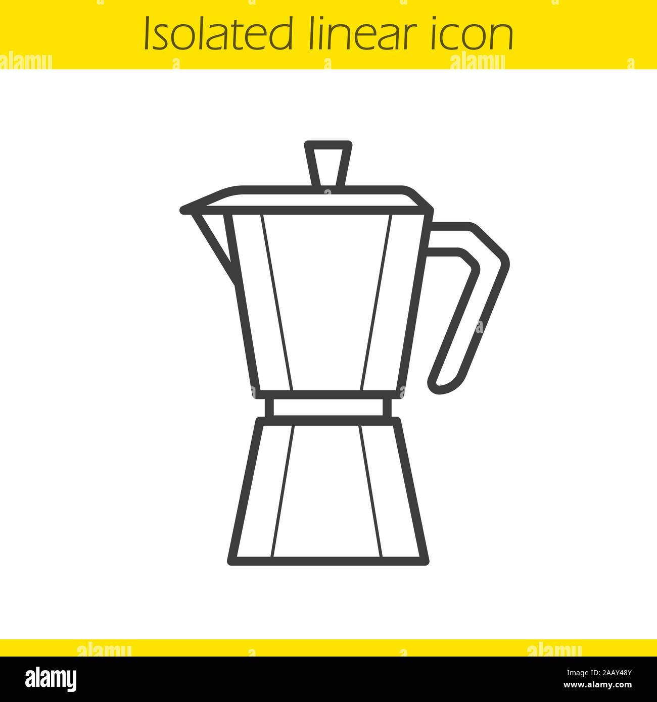 Moka pot linear icon. Classic coffee maker thin line illustration ...
