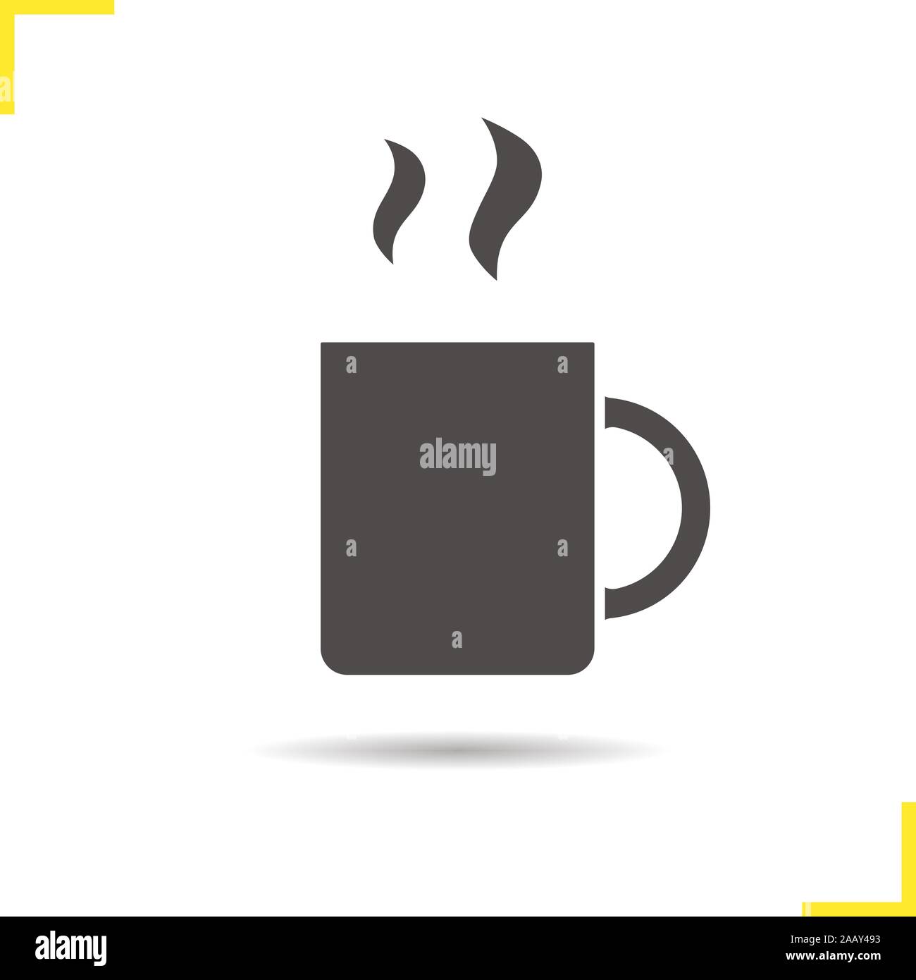 Steaming mug icon. Drop shadow silhouette symbol. Hot tea cup. Vector ...