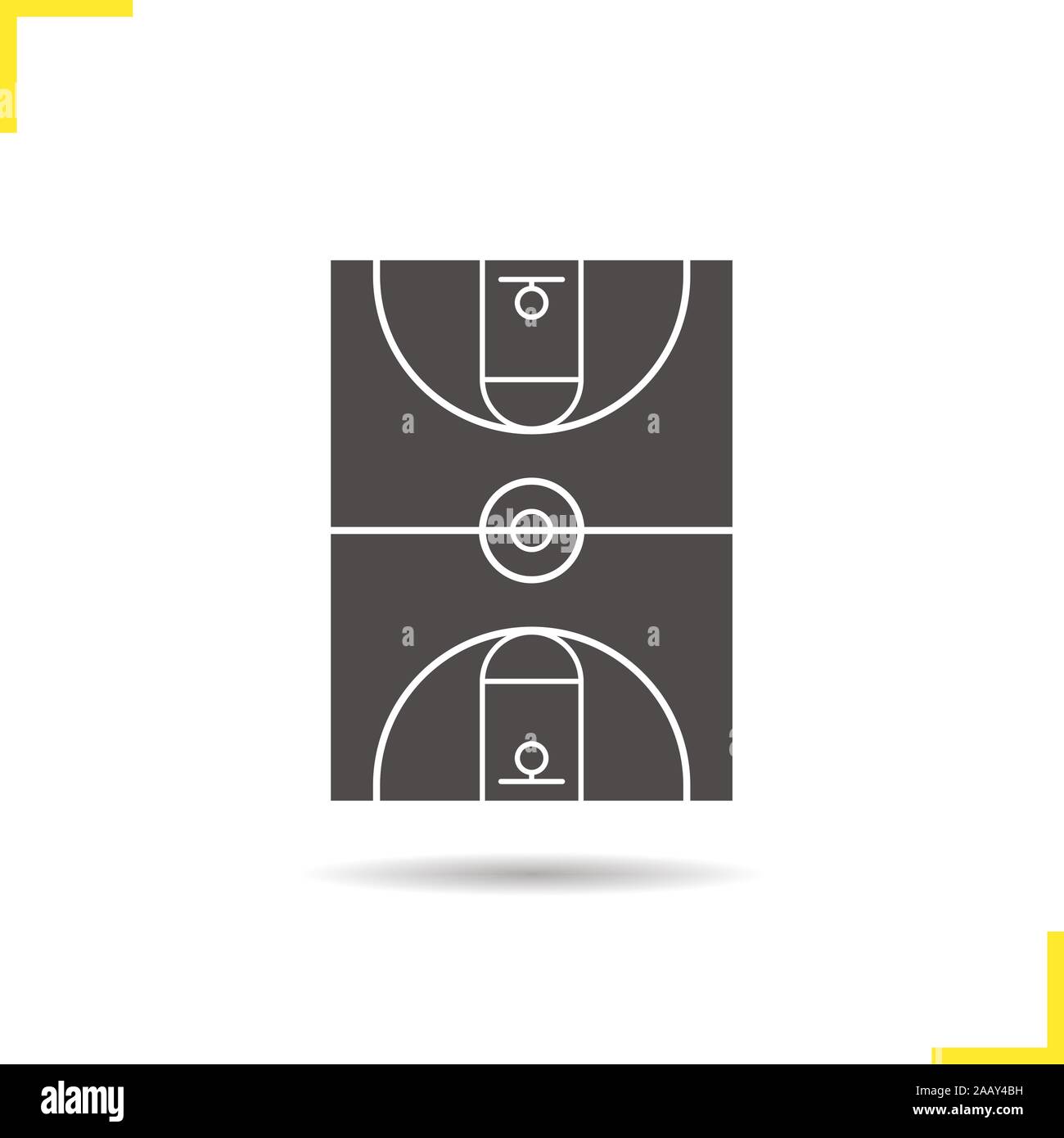 Basketball court icon. Drop shadow silhouette symbol. Negative space ...