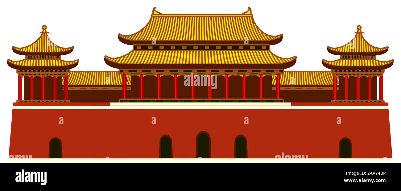forbidden city Beijing China illustration Stock Photo - Alamy