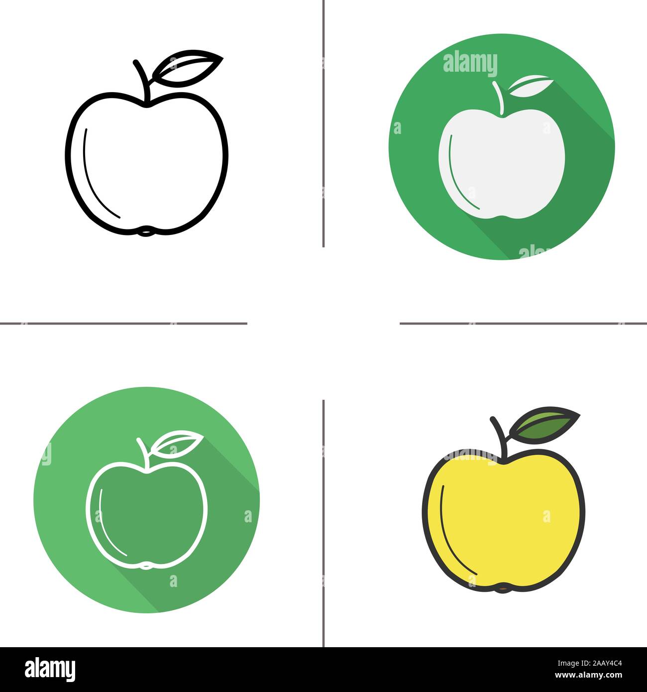 Apple icon. Flat design, linear and color styles. Isolated vector ...