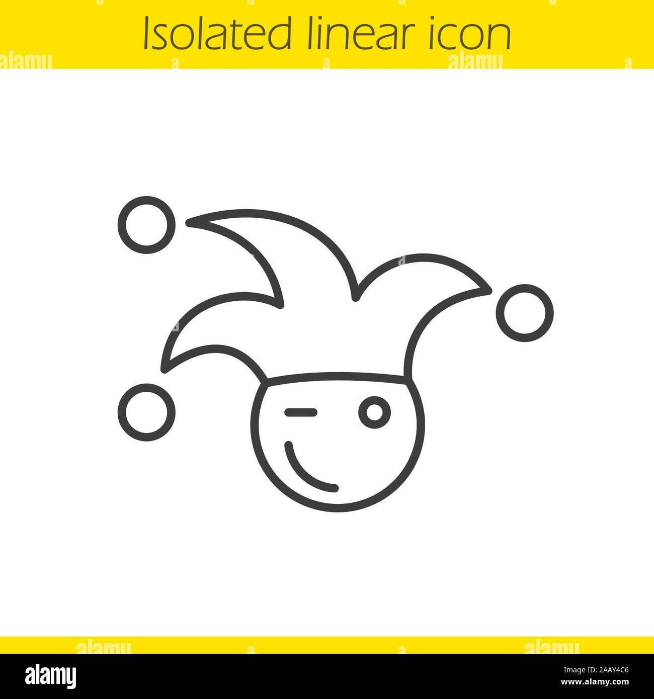 Jester linear icon. Winking clown thin line illustration. April fools ...