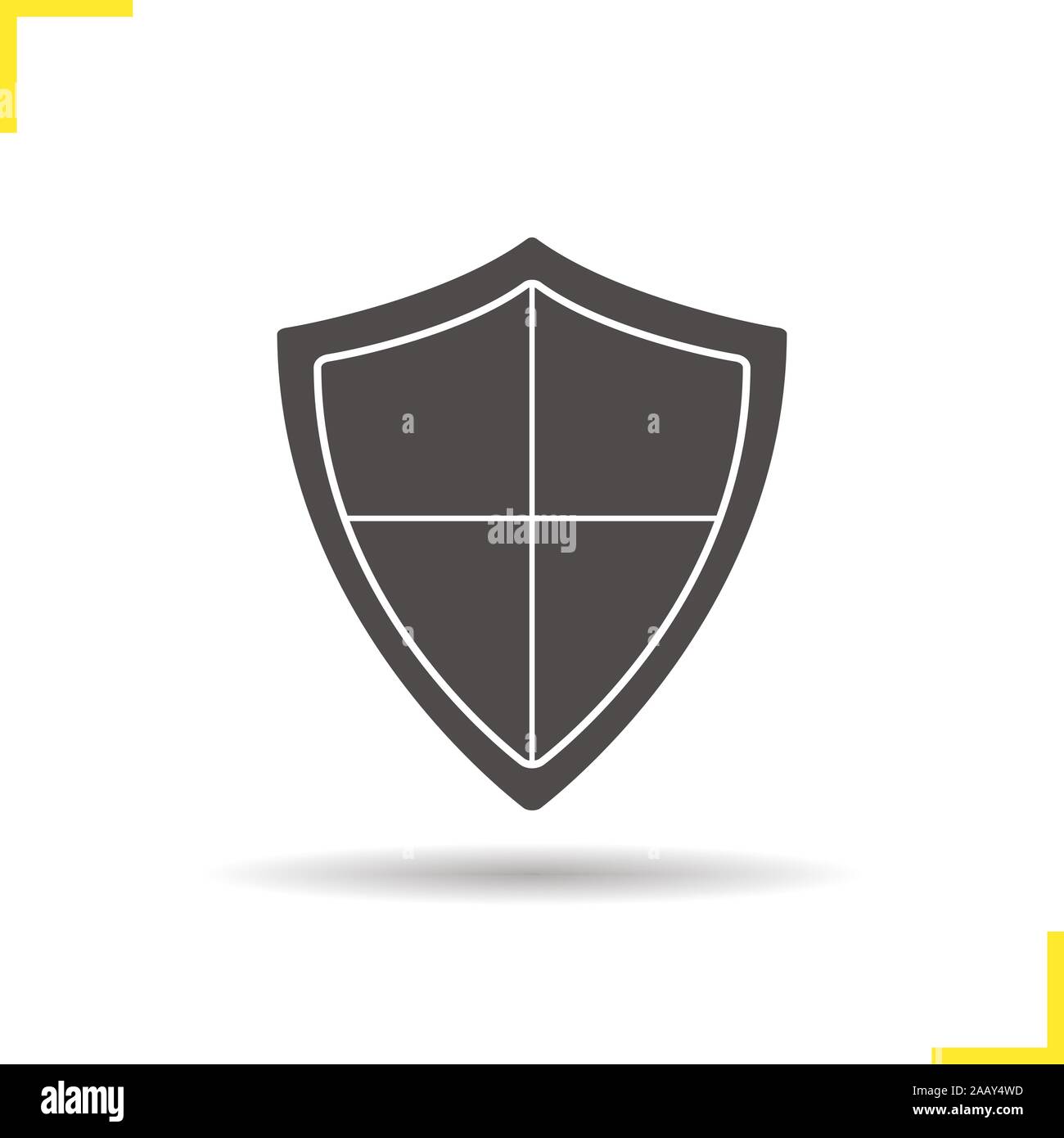 Shield icon. Drop shadow silhouette symbol. Protection, security ...