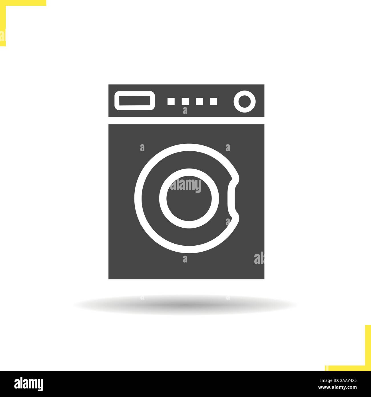 Washing machine icon. Drop shadow silhouette symbol. Negative space ...
