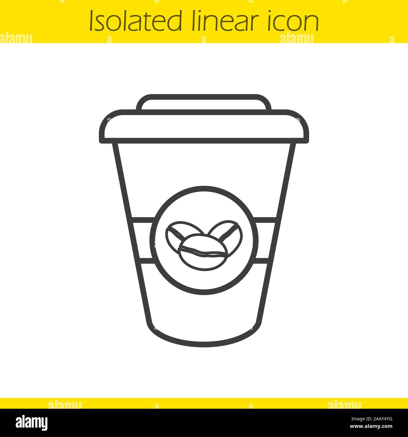 Takeaway coffee cup linear icon. Thin line illustration. Coffee to go ...