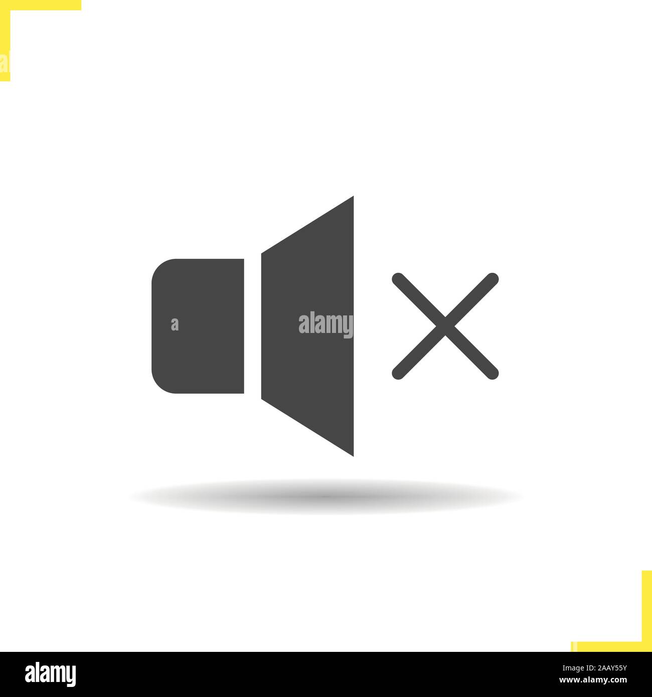 Sound off icon. Volume mute. Drop shadow speaker silhouette symbol ...
