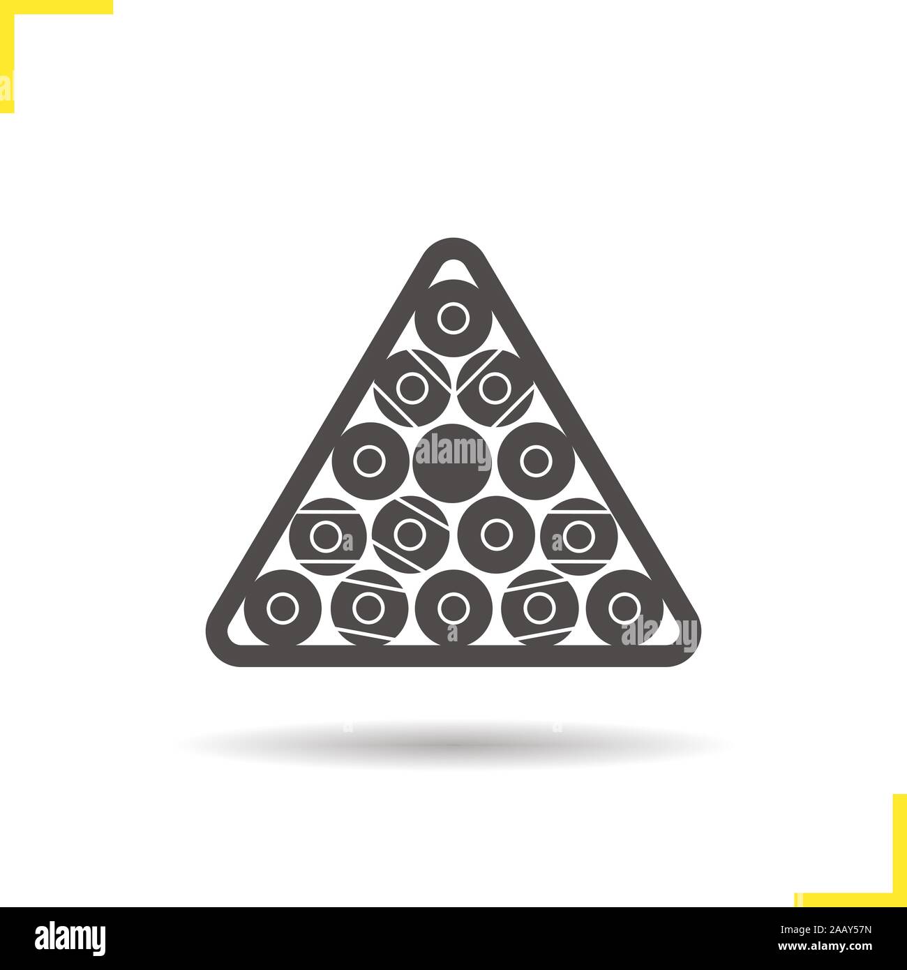 Billiard balls rack icon. Pool game equipment. Drop shadow silhouette ...