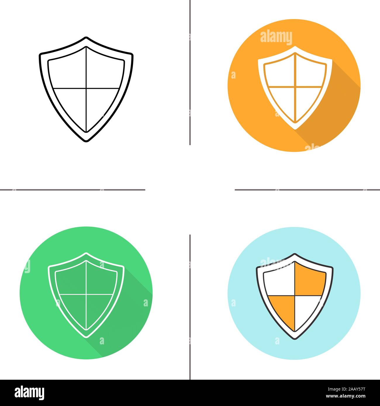 Shield icon. Flat design, linear and color styles. Protection, security ...