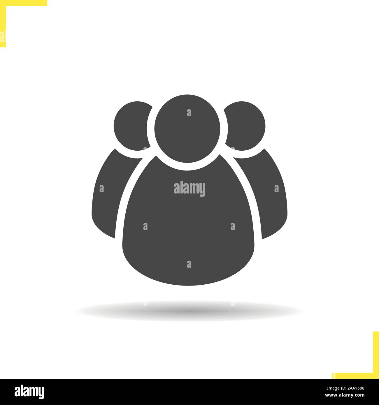 People group icon. Drop shadow society silhouette symbol. Negative ...