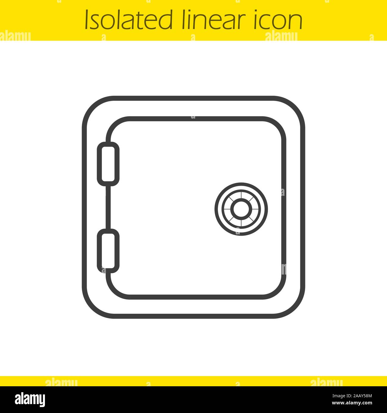 Safe deposit box linear icon. Thin line illustration. Bank vault ...