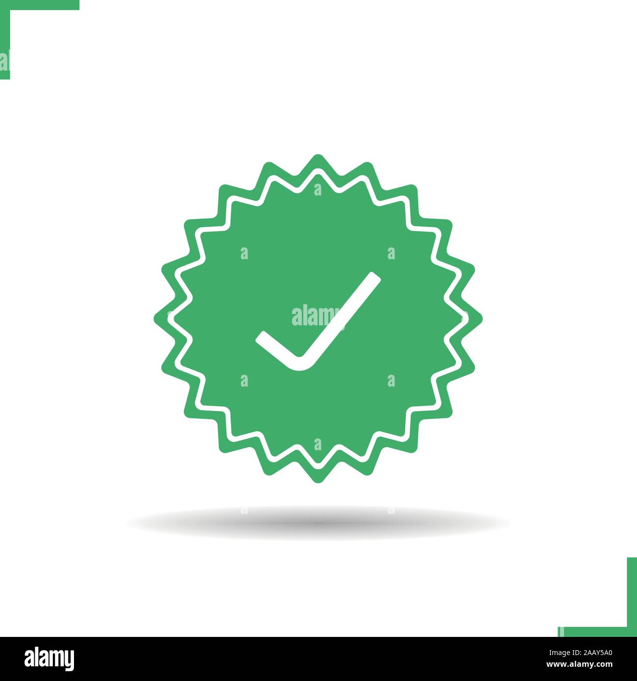 Approved stamp icon. Drop shadow confirmation check mark silhouette ...