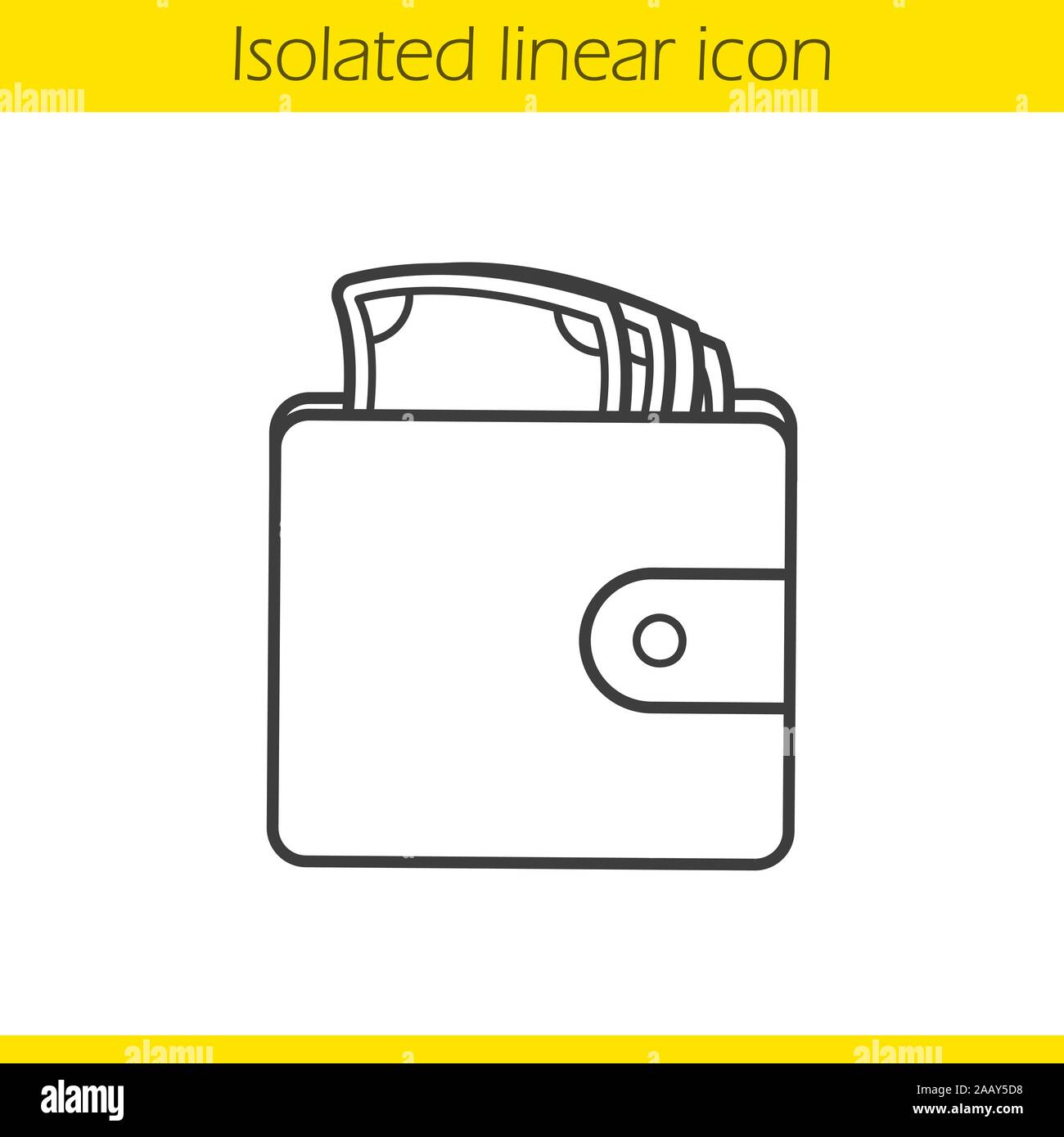 Wallet with cash linear icon. Thin line illustration. Men's purse with ...