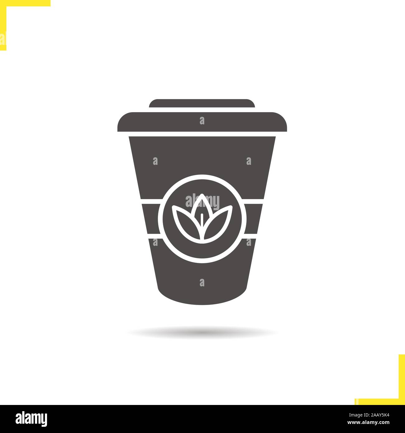 Tea paper cup icon. Drop shadow takeaway cup silhouette symbol. Tea to ...