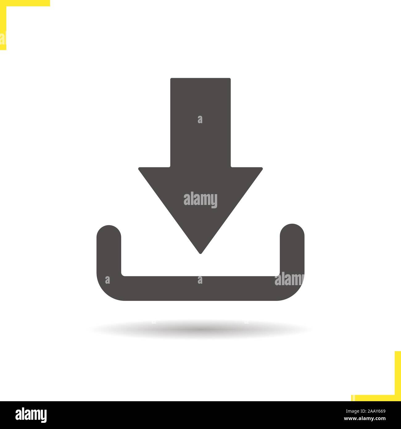 Download arrow icon. Drop shadow files downloading silhouette symbol ...