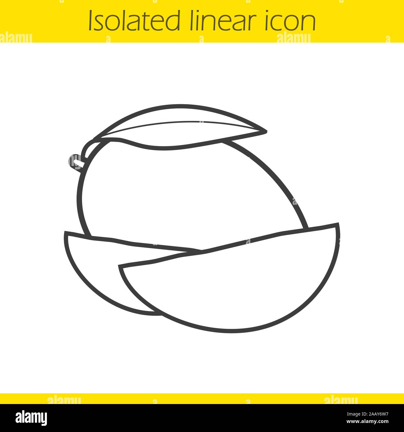 Mango linear icon. Thin line illustration. Mango slices contour symbol ...
