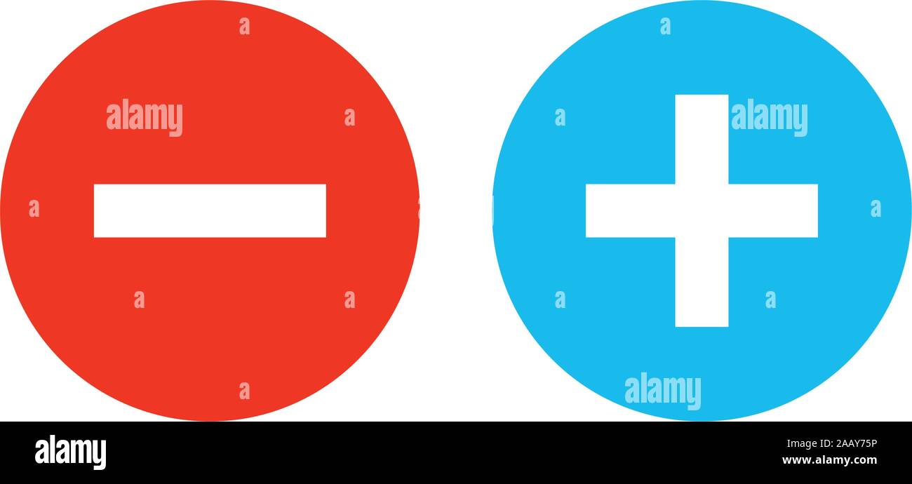 Plus and minus in circle. Positive and negative buttons. Stock Vector ...