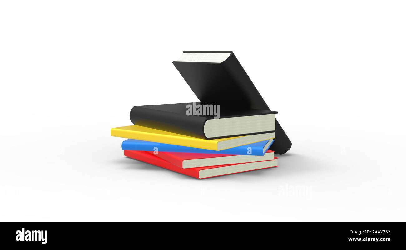 Books isolated on White 3D Rendering Stock Photo - Alamy