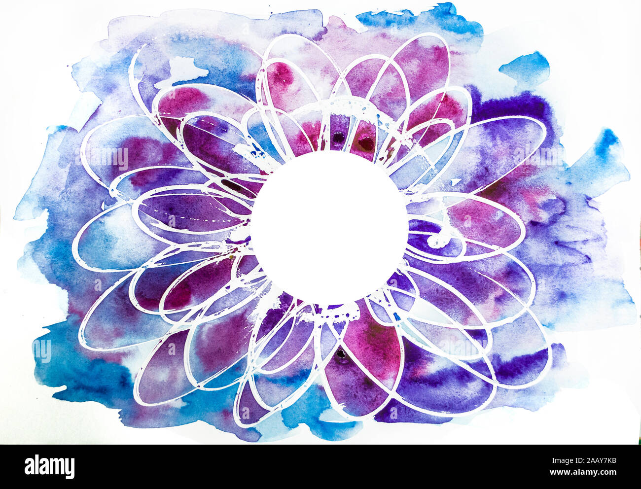 Watercolor abstract background in violet-blue colors. Backgrounds with ...