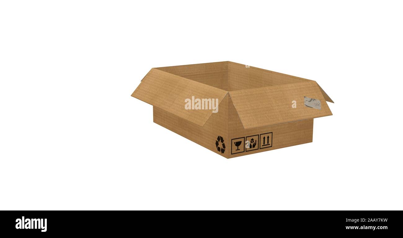 Open Paper Box 3D Rendering Stock Photo - Alamy