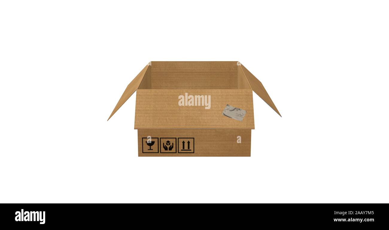 Open Paper Box 3D Rendering Stock Photo - Alamy