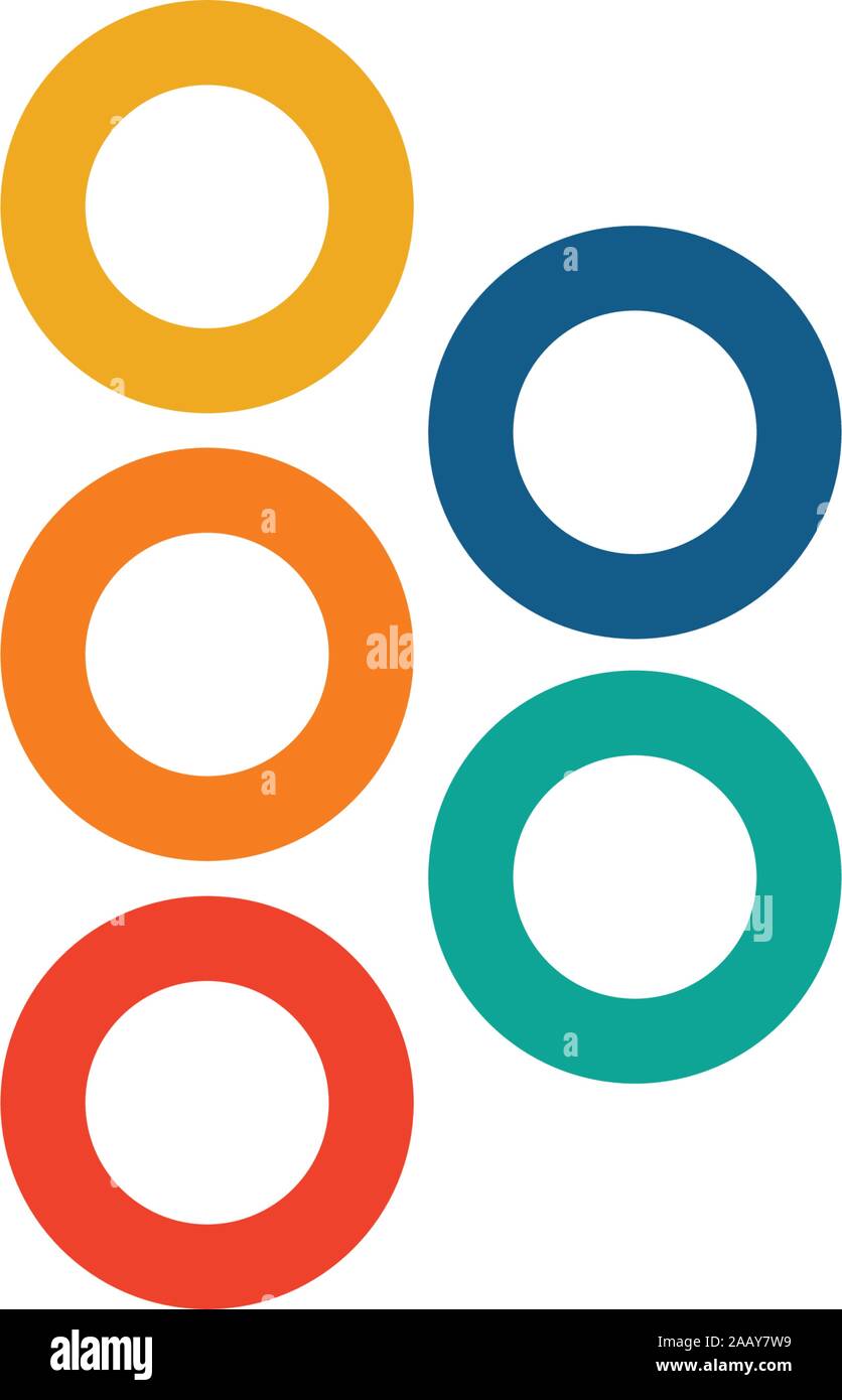 five infographic circles Logo colorful design template. Five point ...