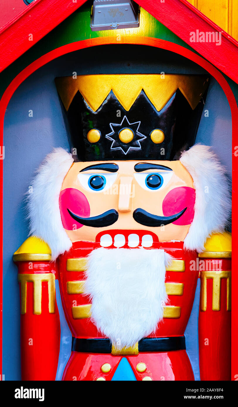 Wooden Christmas nutcracker toy on Christmas market at Alexanderplatz ...