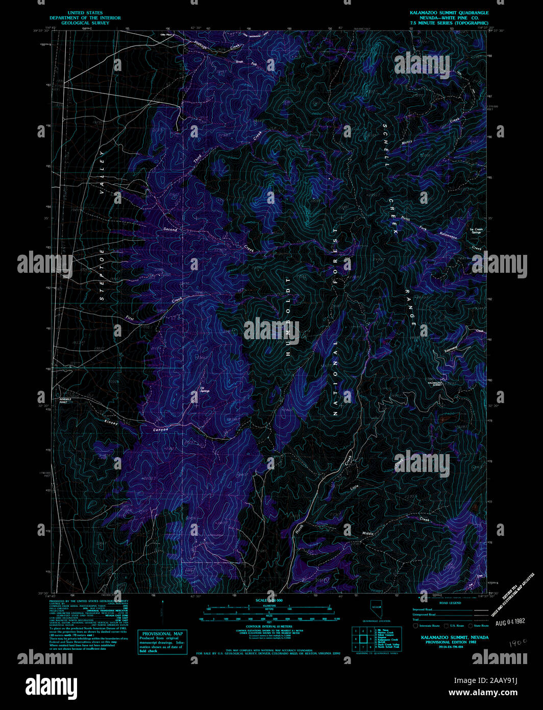 USGS TOPO Map Nevada NV Kalamazoo Summit 319159 1982 24000 Inverted ...