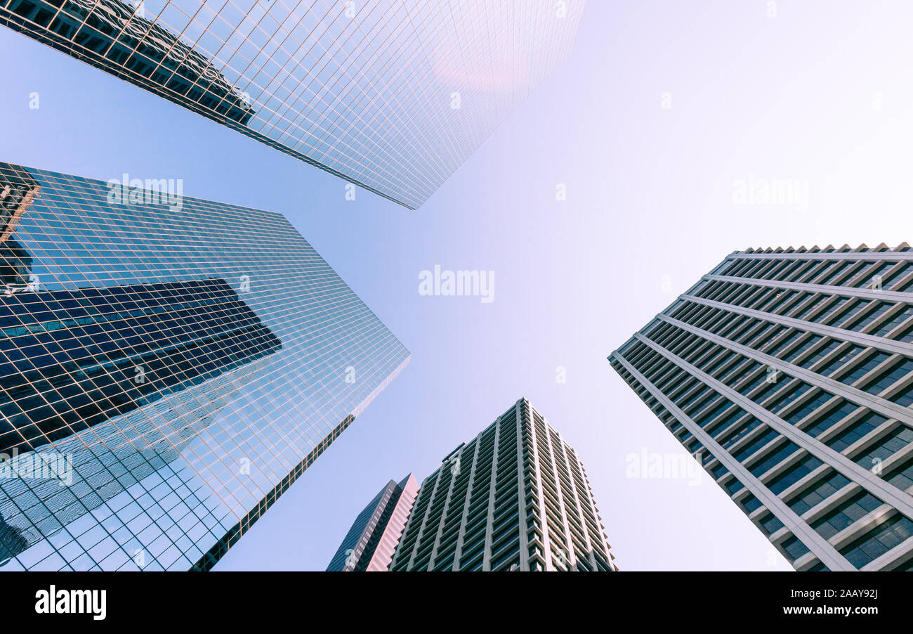 Downtown Calgary, Alberta, Canada. Vertical, wide angle views of the ...