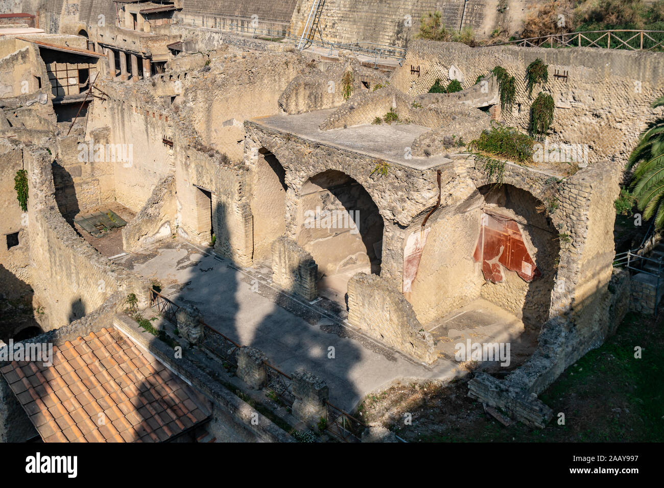 Ruins of Herculaneum, which was covered by volcanic dust after Vesuvius ...