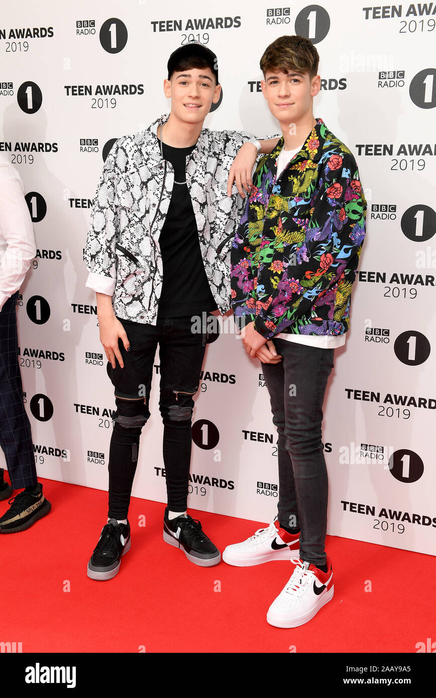 Max Mills and Harvey Mills attending the BBC Radio 1 Teen Awards 2019 ...