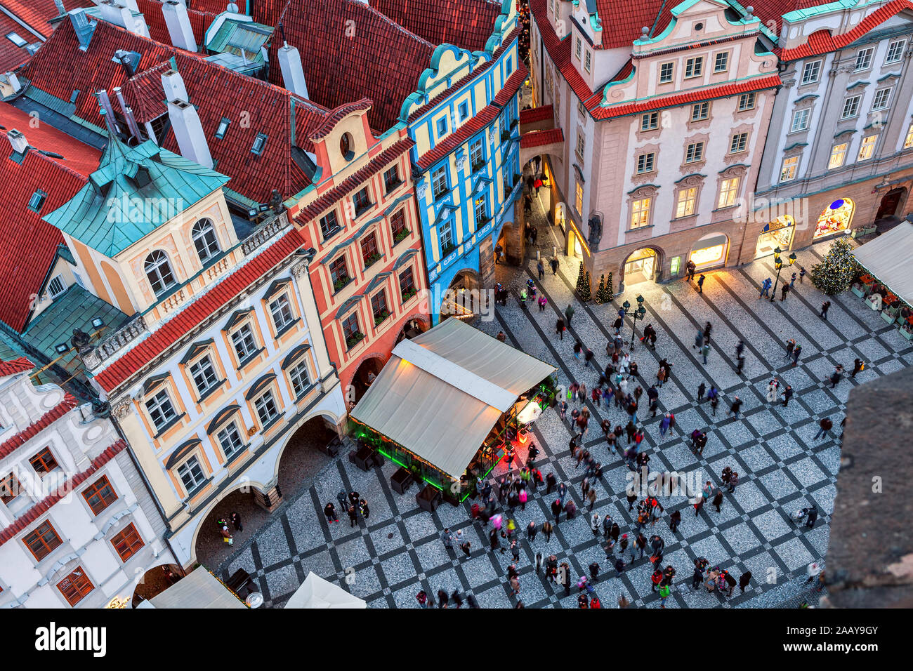 Prague rooftop view hi-res stock photography and images - Alamy