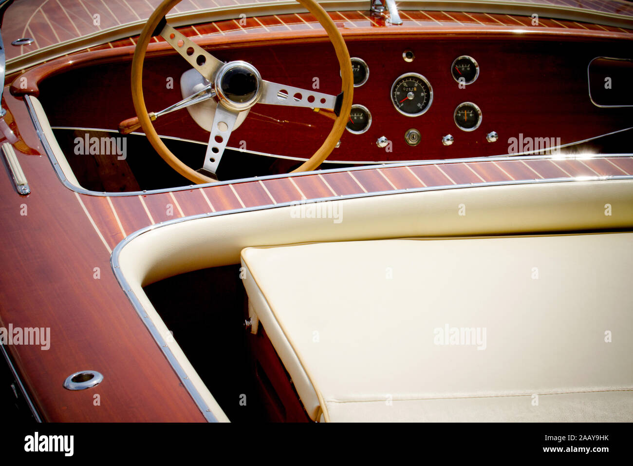 old speed boat - interior details Stock Photo - Alamy