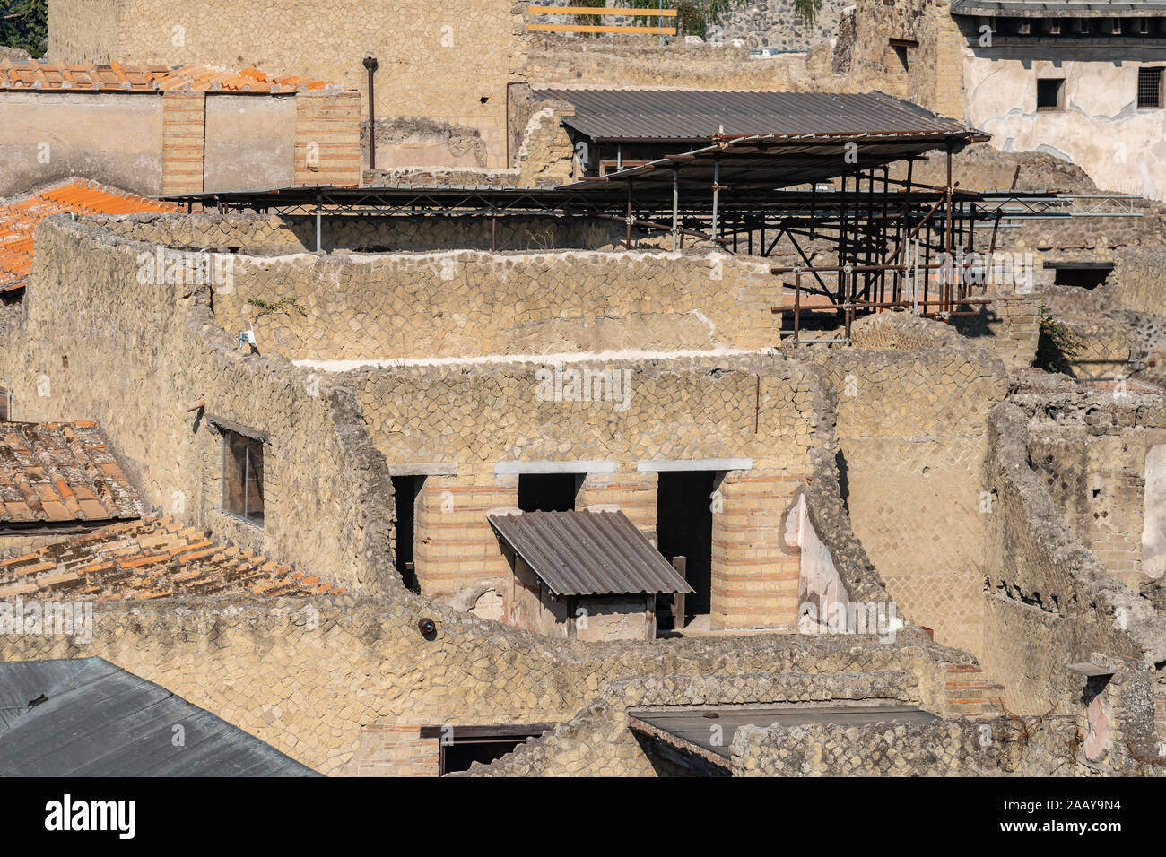 Ruins of Herculaneum, which was covered by volcanic dust after Vesuvius ...