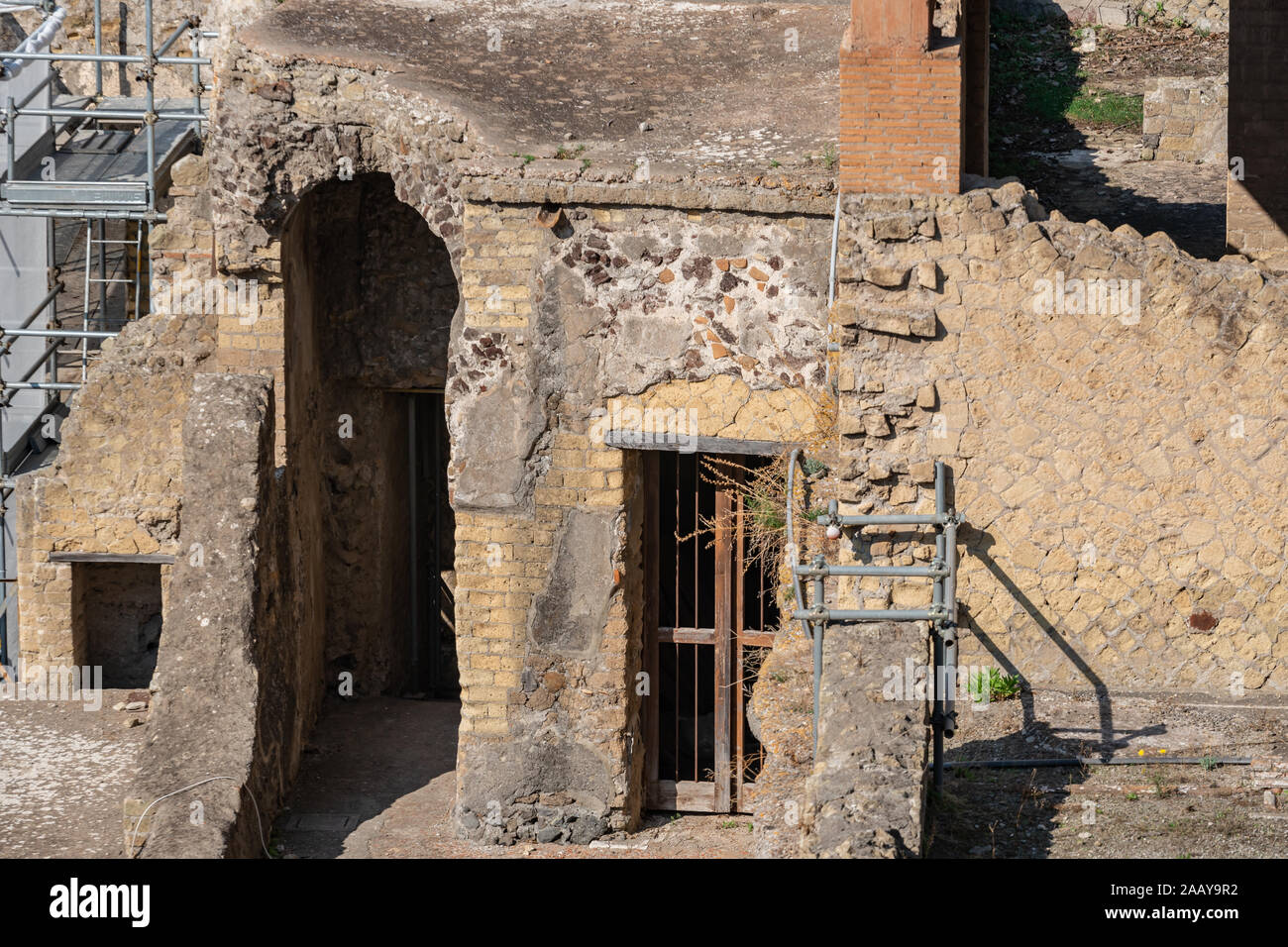 Ruins of Herculaneum, which was covered by volcanic dust after Vesuvius ...