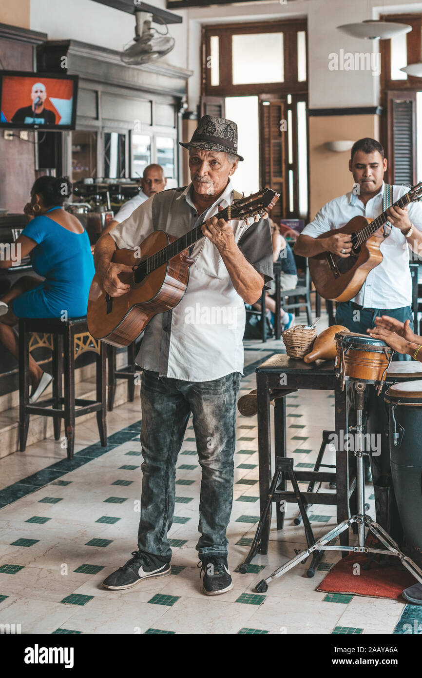 Havana, Cuba - October 18, 2019: Cuban band performing live music in a ...