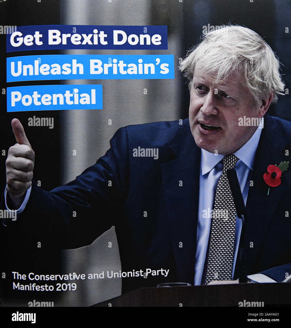 Prime Minister Boris Johnson featured on the front cover of his party's ...
