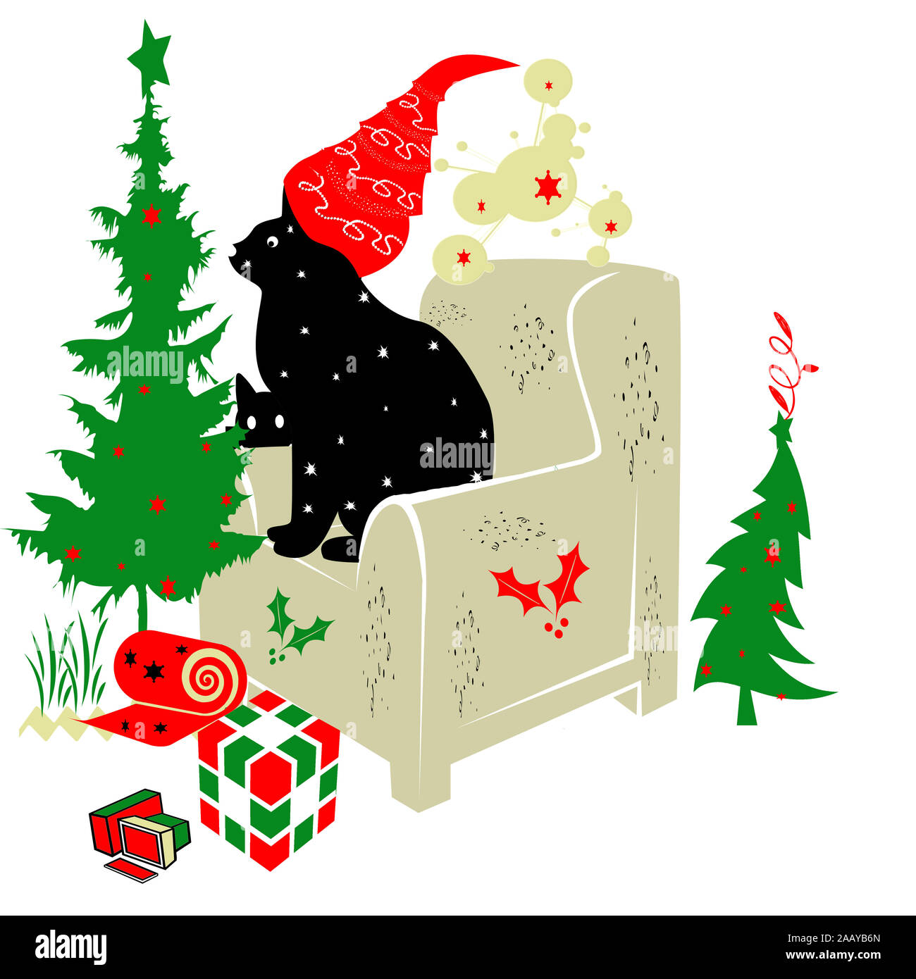 Cartoon cat background Cut Out Stock Images & Pictures - Alamy