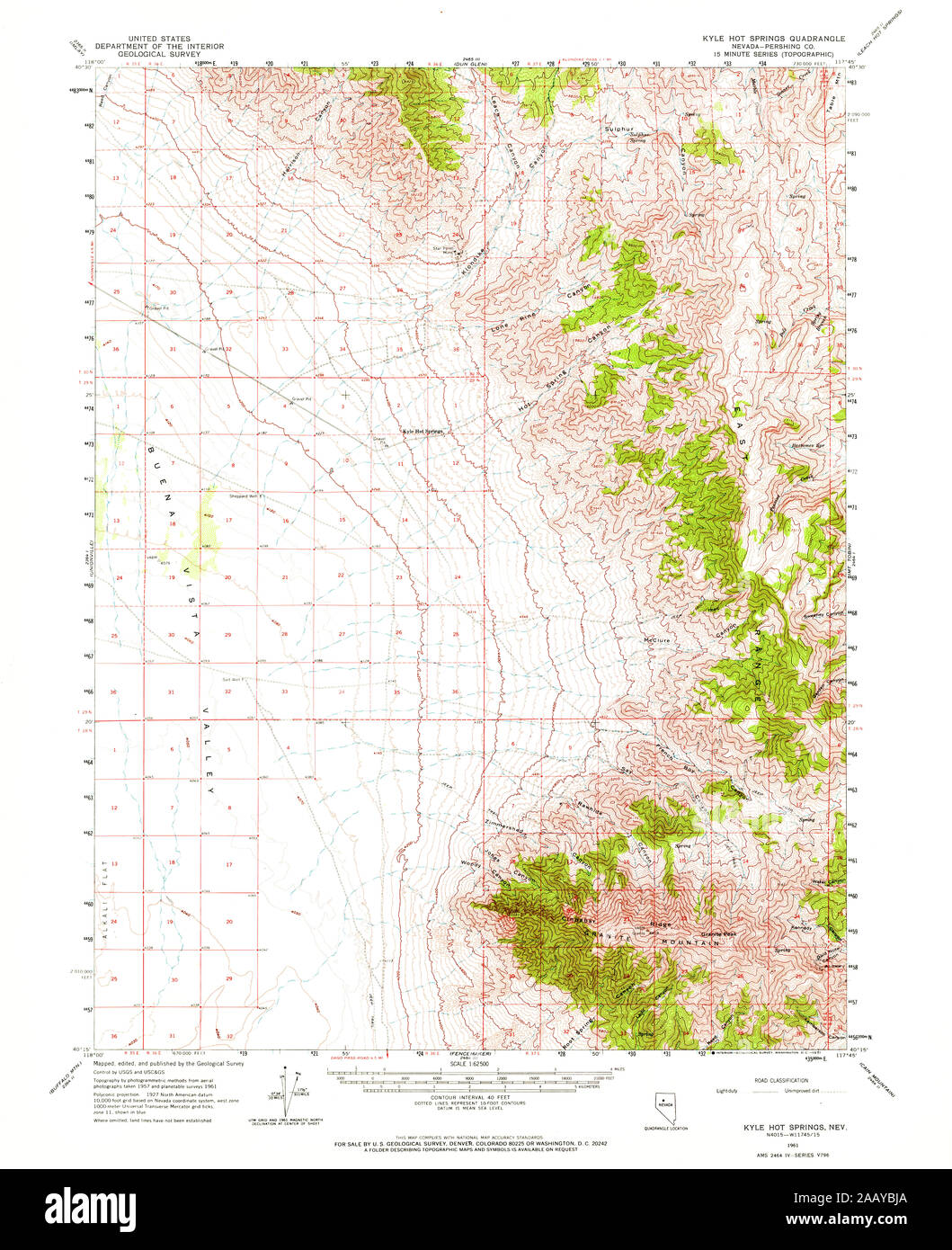 USGS TOPO Map Nevada NV Kyle Hot Springs 321033 1961 62500 Restoration ...