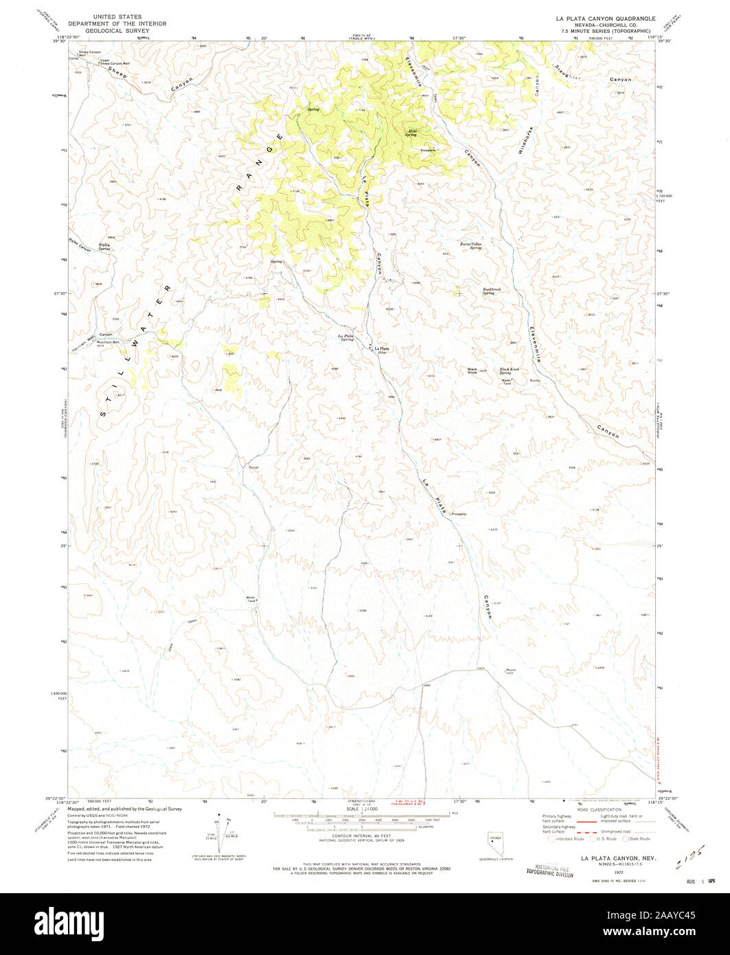 USGS TOPO Map Nevada NV La Plata Canyon 319199 1972 24000 Restoration ...
