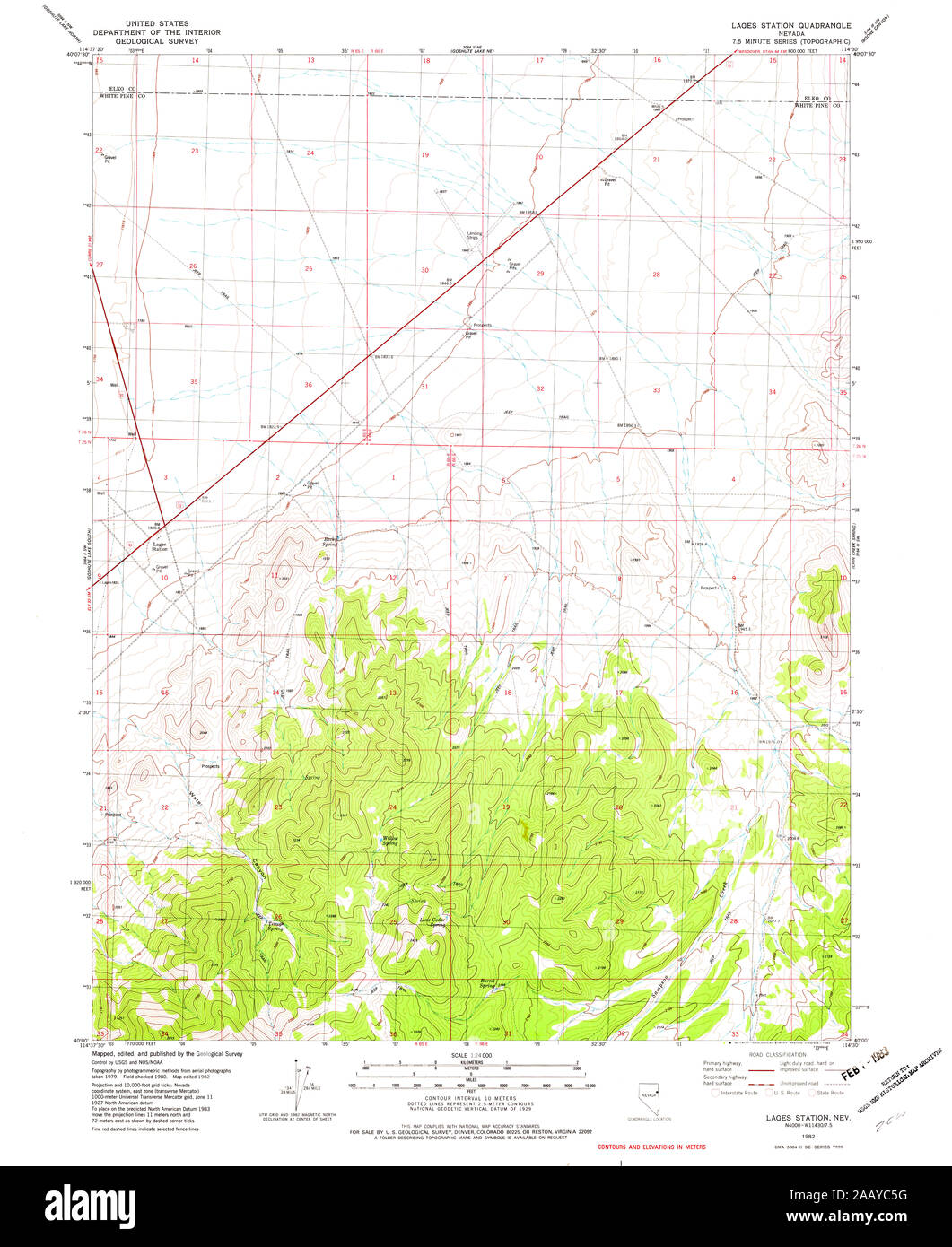USGS TOPO Map Nevada NV Lages Station 319200 1982 24000 Restoration ...